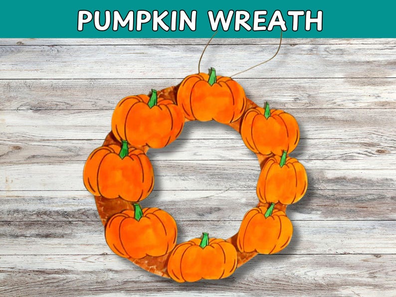 Printable Pumpkin Wreath Craft: Fall Activity for Kids (digital ...