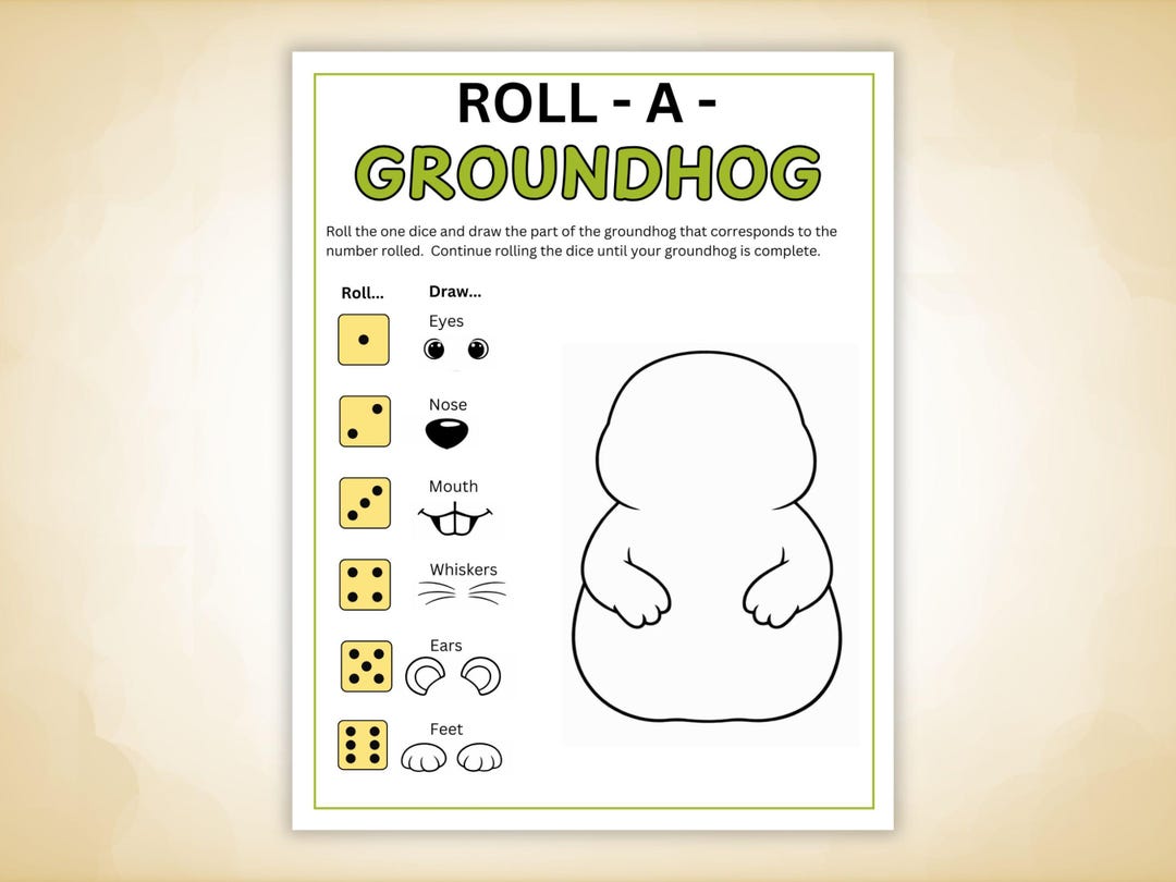 Roll A Groundhog Game, Printable Groundhog Day Activity for Kids - Etsy