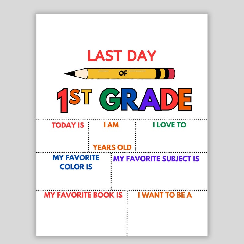 Last Day of 1st Grade - Etsy