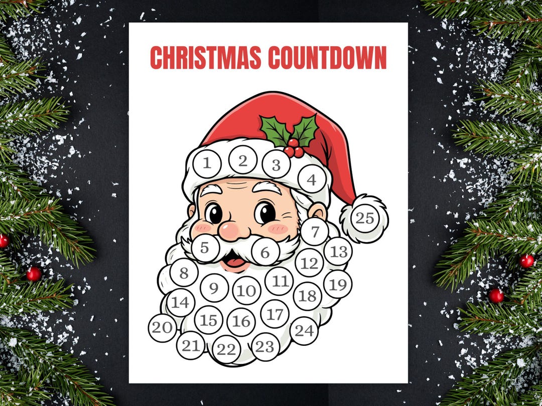 Printable Santa Countdown to Christmas Activity, Advent Calendar, Days ...