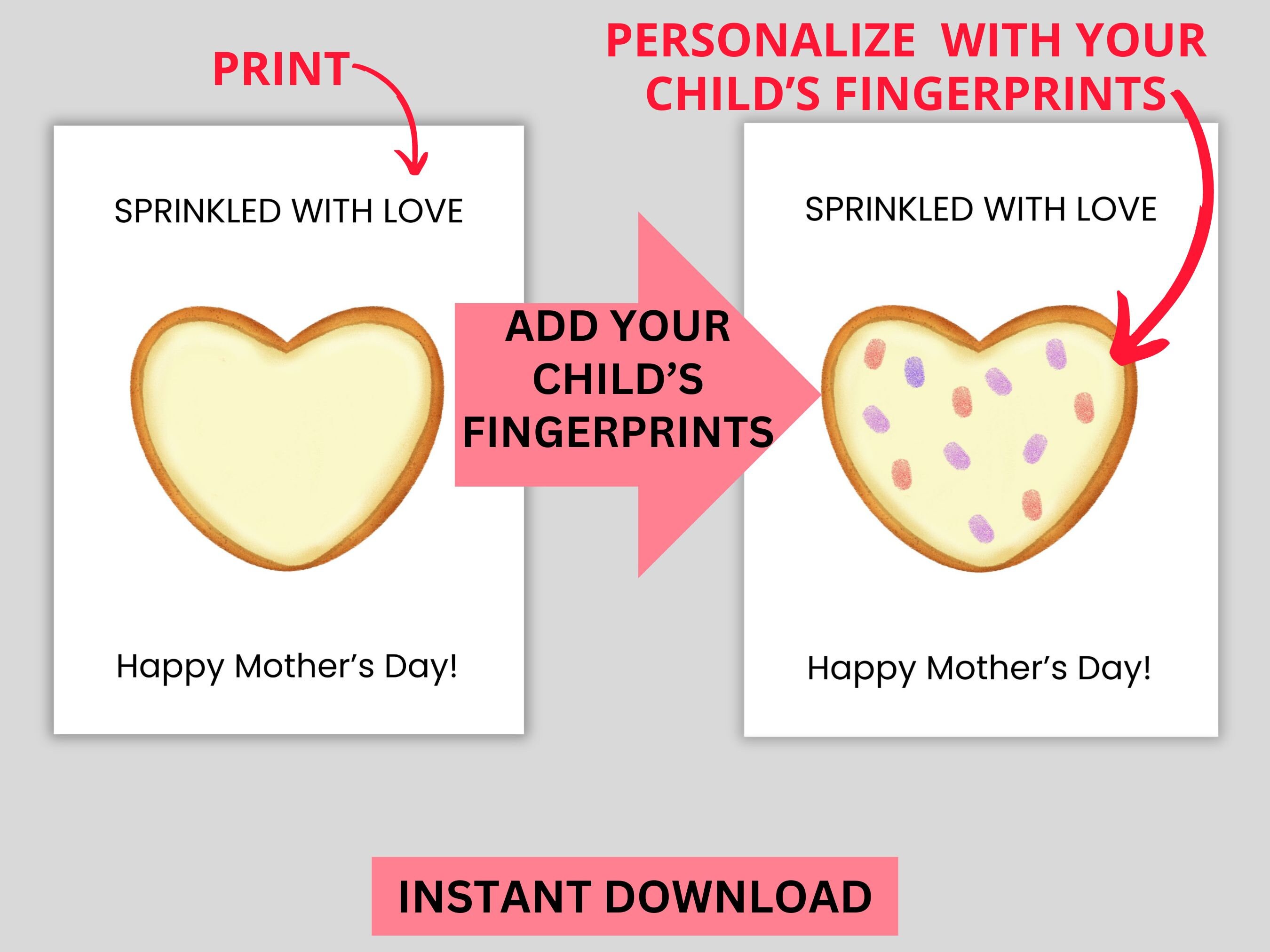 Mother's Day Fingerprint Craft Printable, Mother's Day Gift, Mother's ...