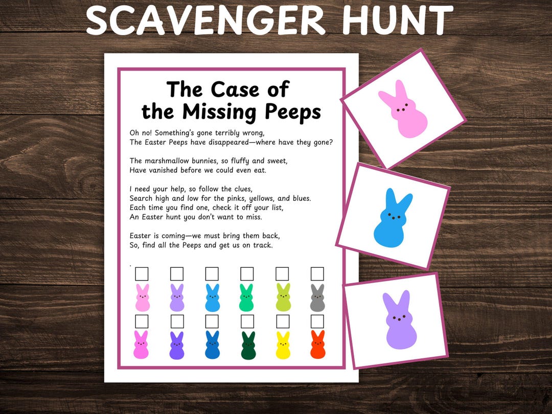 Peeps Scavenger Hunt for Kids, Easter Scavenger Hunt, Peeps Treasure ...