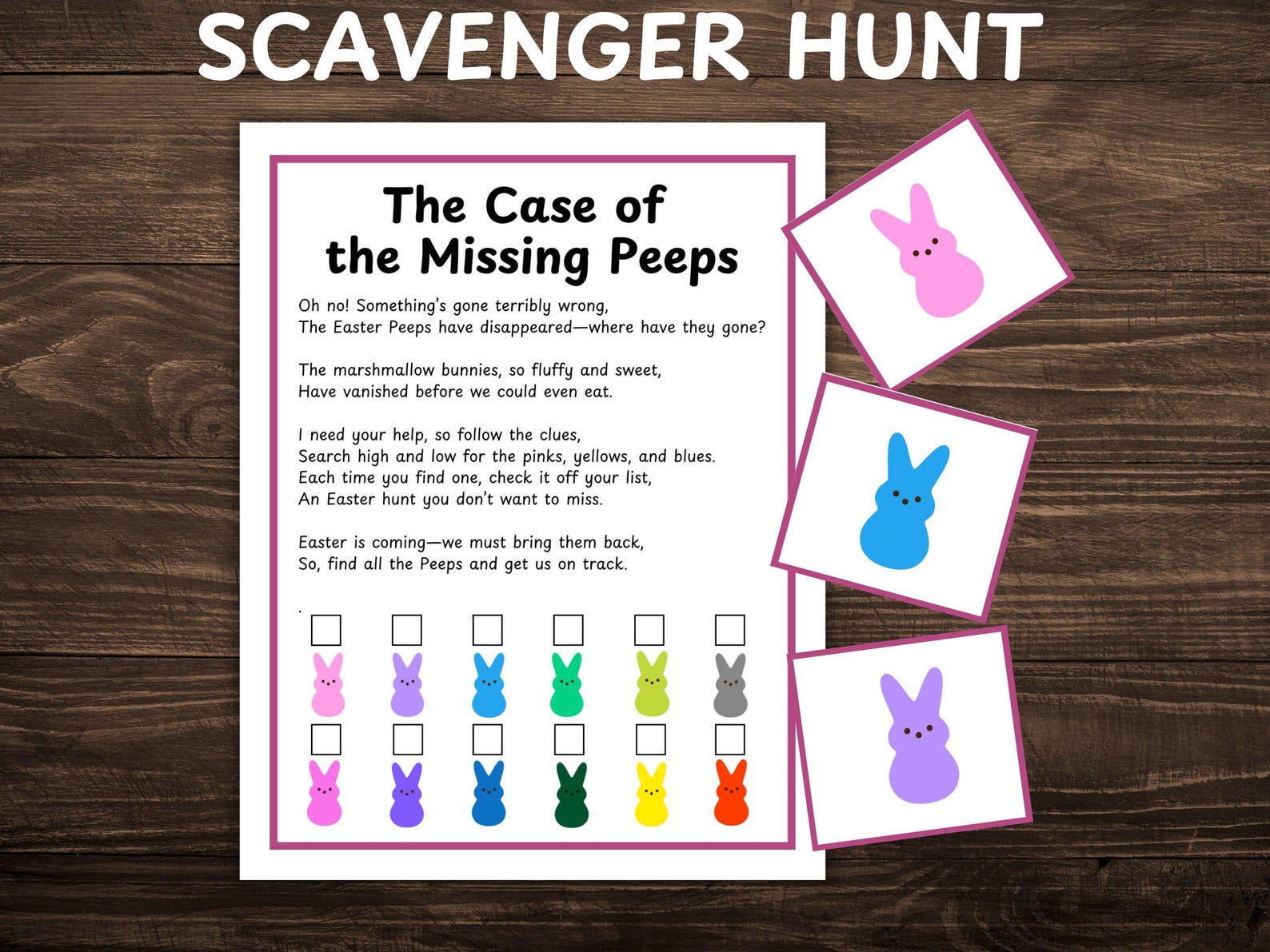 Peeps Scavenger Hunt for Kids, Easter Scavenger Hunt, Peeps Treasure ...