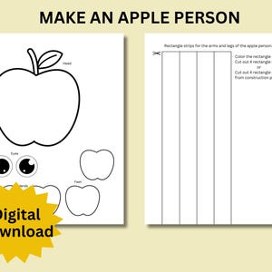 Apple Person Craft for Kids, Printable Fall Craft for Kids, Fall ...