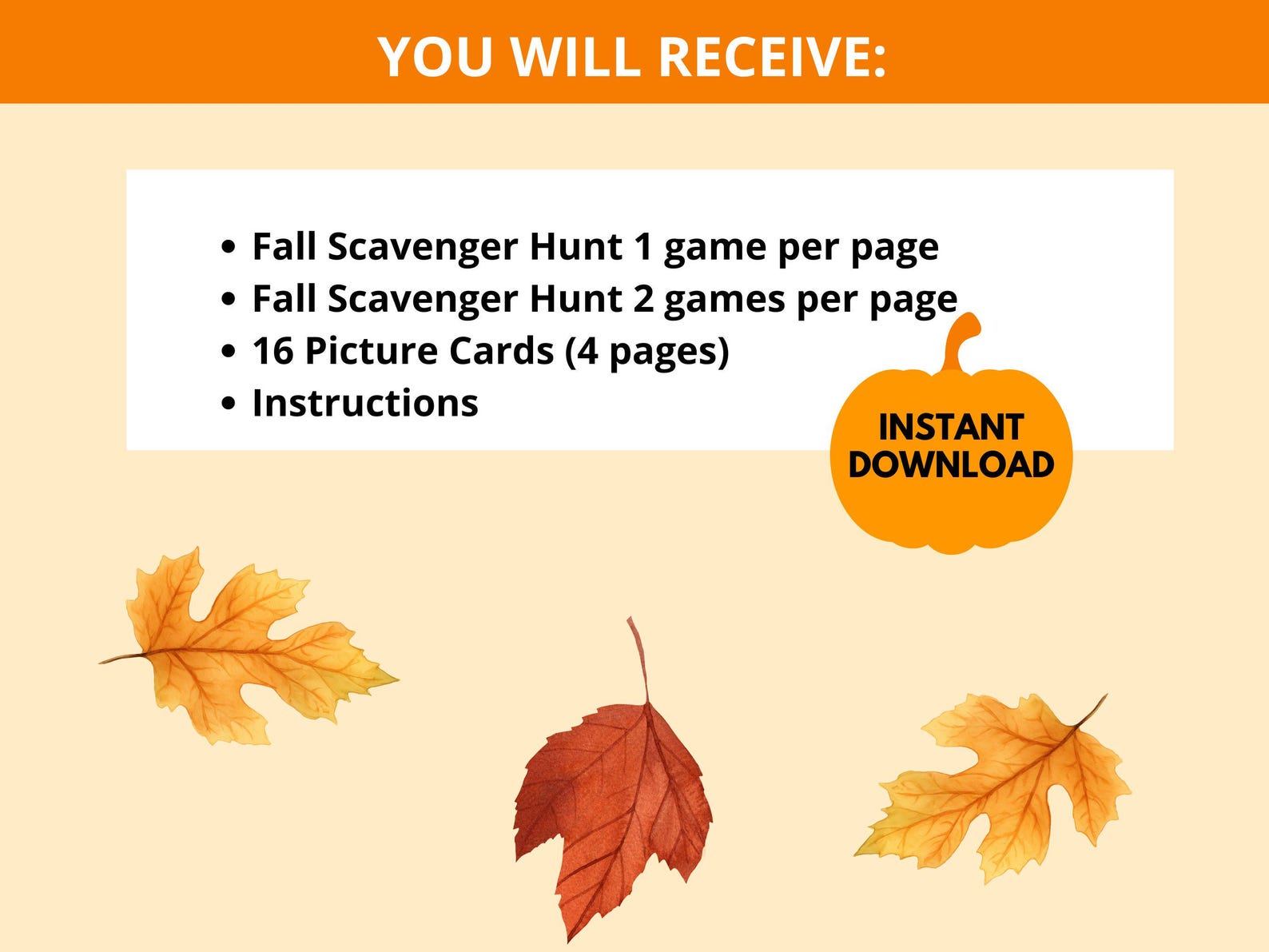 Fall Scavenger Hunt, Autumn Scavenger Hunt, Printable Fall Scavenger ...