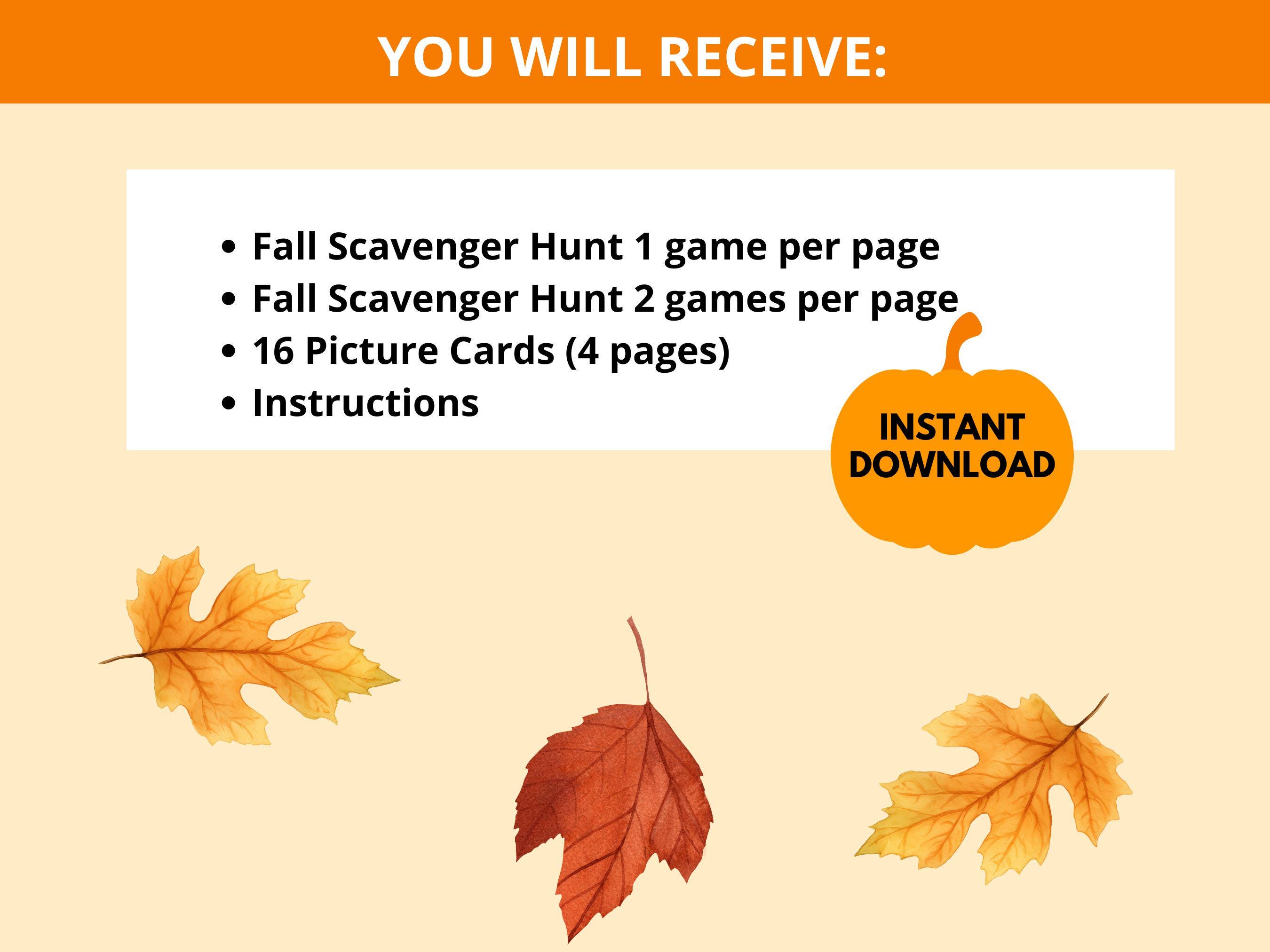 Fall Scavenger Hunt, Autumn Scavenger Hunt, Printable Fall Scavenger ...