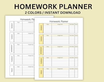 Homework Tracker - Etsy