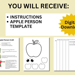 Apple Person Craft for Kids, Printable Fall Craft for Kids, Fall ...