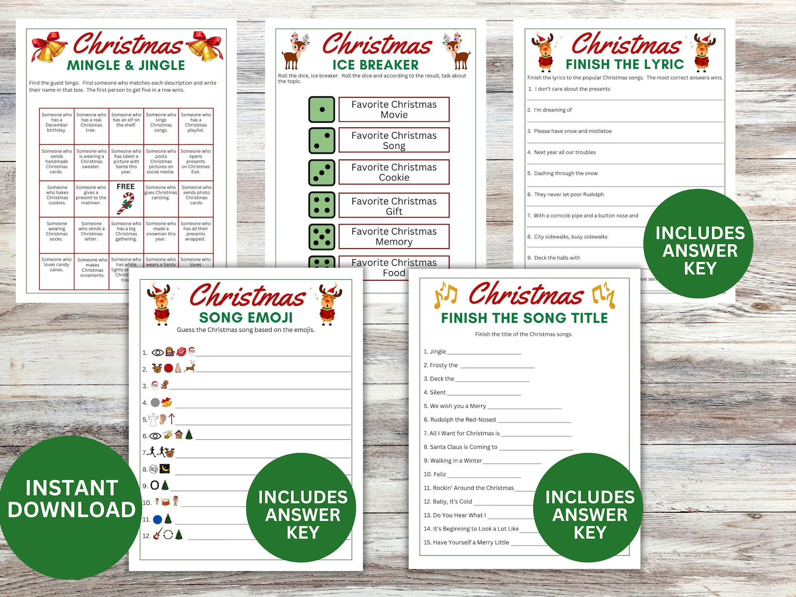 Printable Christmas Games Bundle, Christmas Party Games, Christmas ...