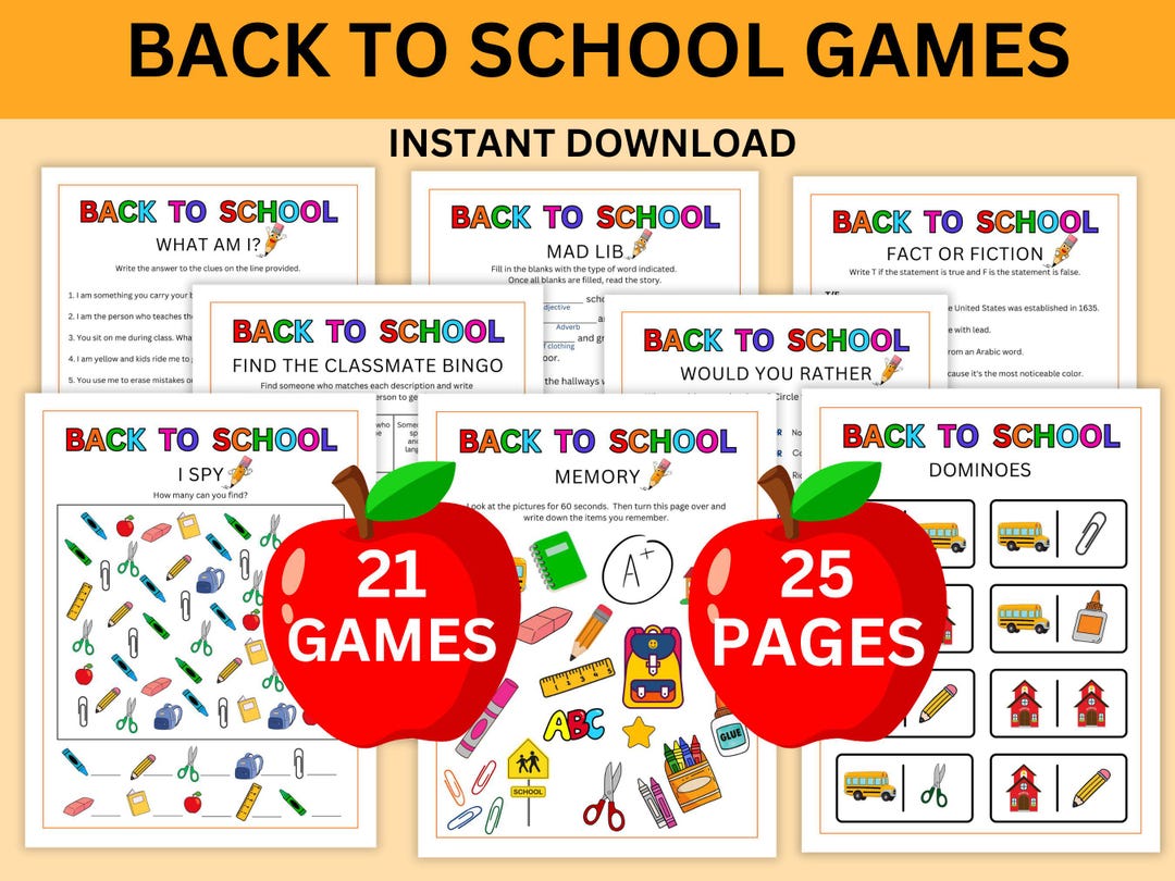 Back to School Games, First Day of School Game Bundle, Back to School ...