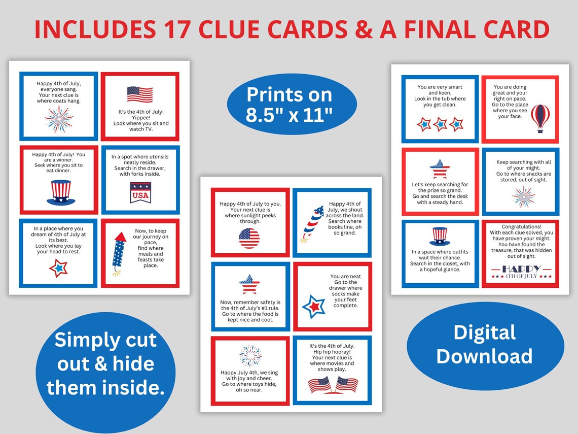 4th of July Scavenger Hunt for Kids Fourth of July Treasure Hunt ...