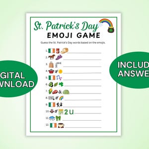 St. Patrick's Day Emoji Game, Party Game, March Classroom Activity - Etsy