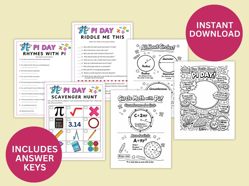 Pi Day Activities for Kids Printable Bundle, Trivia, Math Facts ...