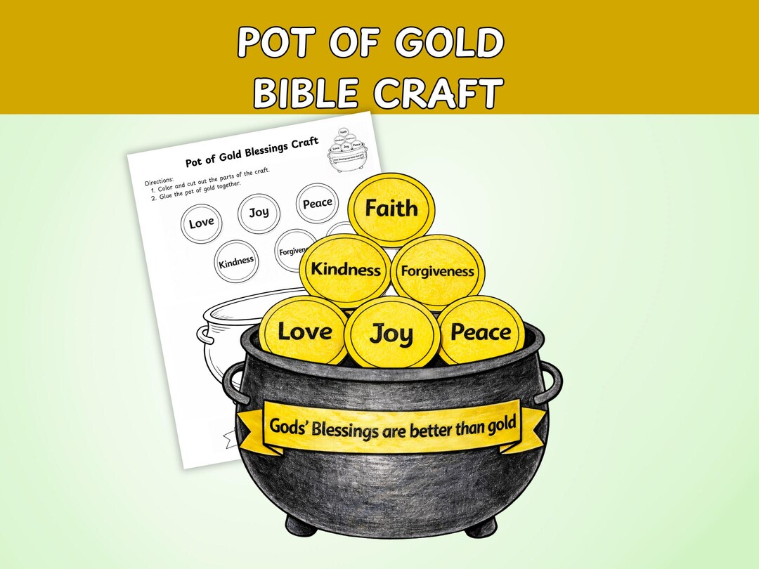 Pot of Gold Bible Craft for Kids, St. Patrick's Day Christian Craft ...