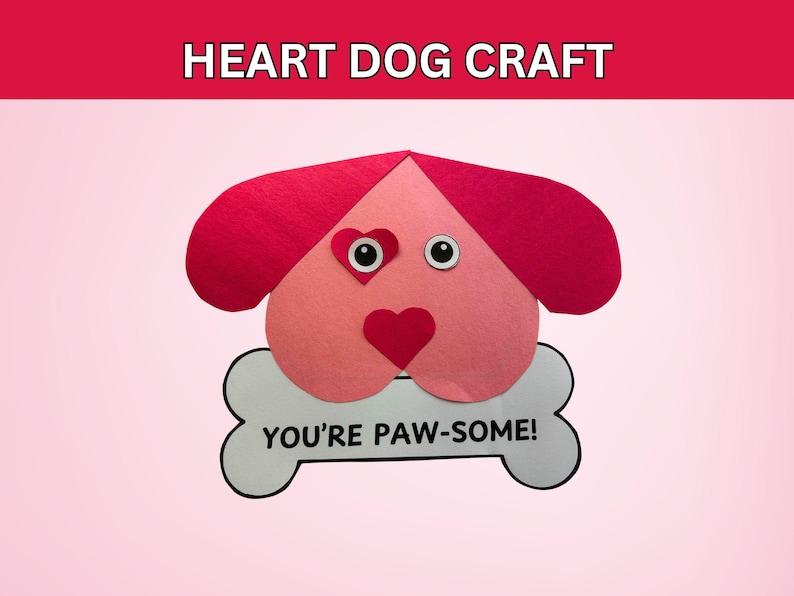 Heart Dog Craft Printable: Valentine's Day Kids Activity (PDF) - Etsy