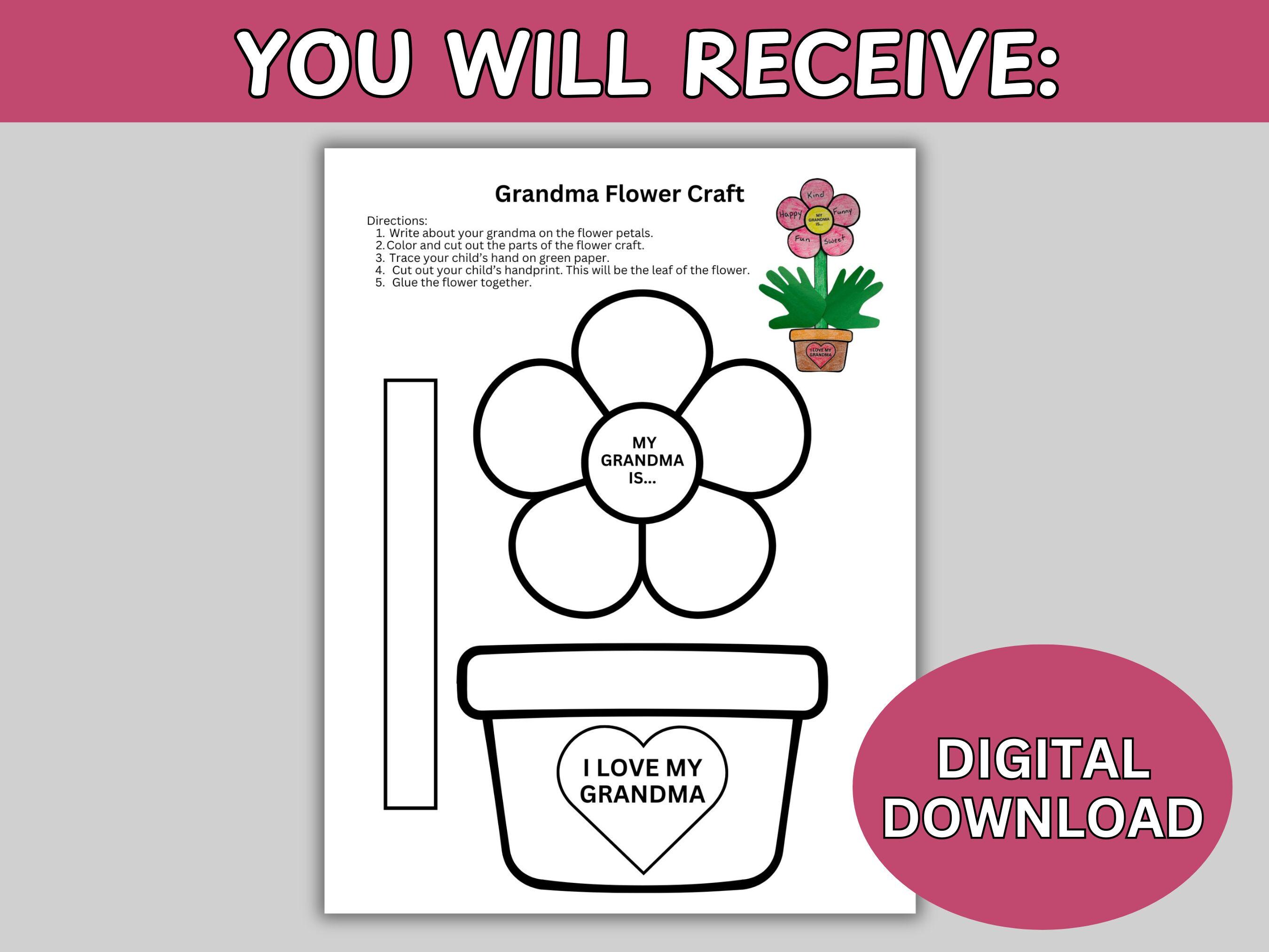 Handprint Flower Craft for Grandma: Keepsake Gift (PDF Pattern) - Etsy