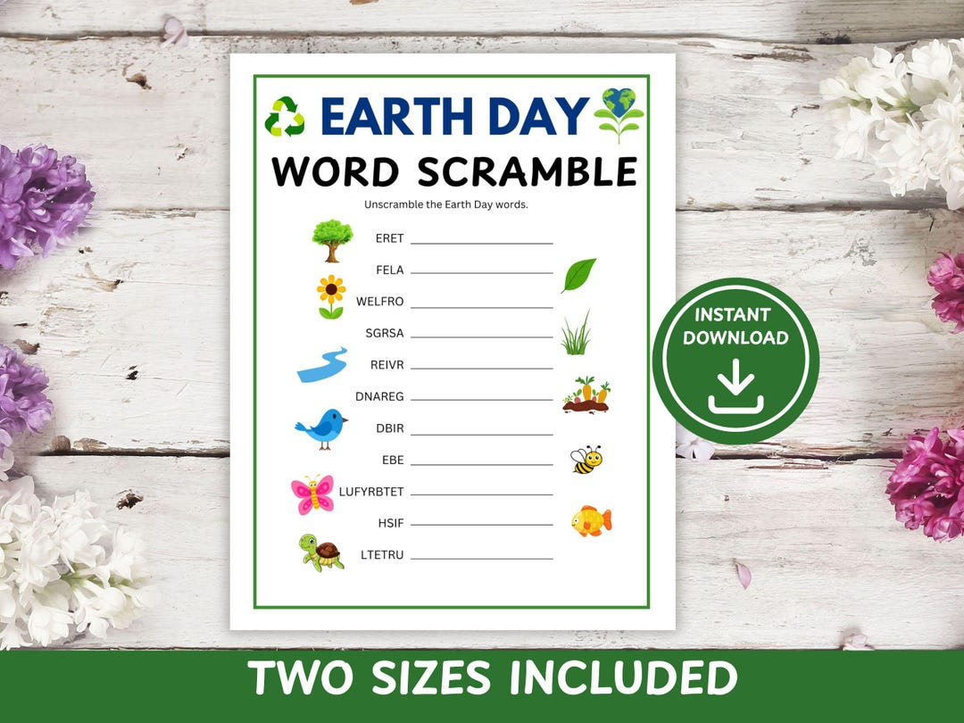 Earth Day Word Scramble for Kids | Kindergarten Classroom Activity ...