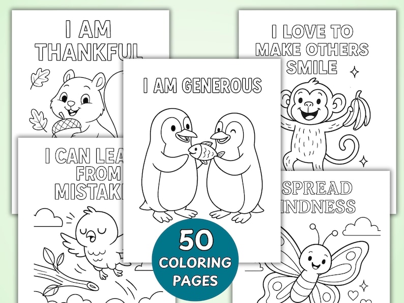 Positive Affirmations Coloring Pages for Kids, Mindfulness Activity ...