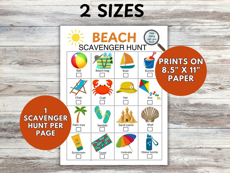Beach Scavenger Hunt for Kids: Printable Summer Activity (digital ...