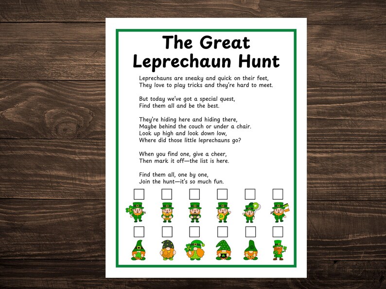 Leprechaun Hunt for Kids, Leprechaun Scavenger Hunt, Leprechaun ...