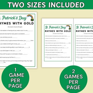 Rhymes With Gold Game, St. Patrick's Day Rhyming Activity for Kids ...