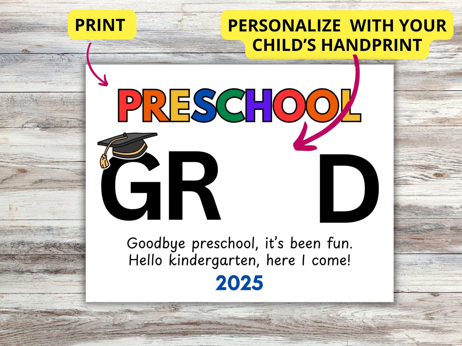 Preschool Graduation Handprint Art: DIY Keepsake Gift (digital Download ...