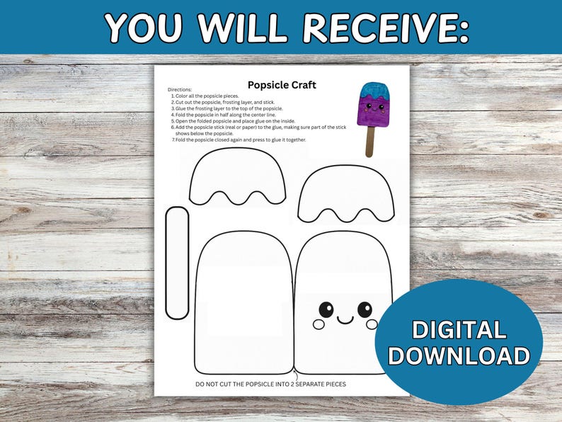 Popsicle Craft: Summer Printable Activity for Kids (PDF Download) - Etsy