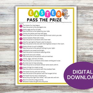 Printable Easter Pass the Prize Game: Family Party Activity (digital ...