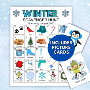 Winter Scavenger Hunt Printable: Nature Activity, Picture Cards (PDF ...
