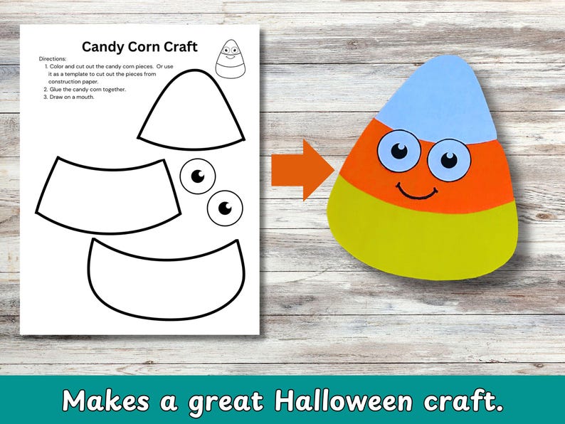 Candy Corn Craft for Kids: Fall & Halloween Activity (PDF Pattern) - Etsy