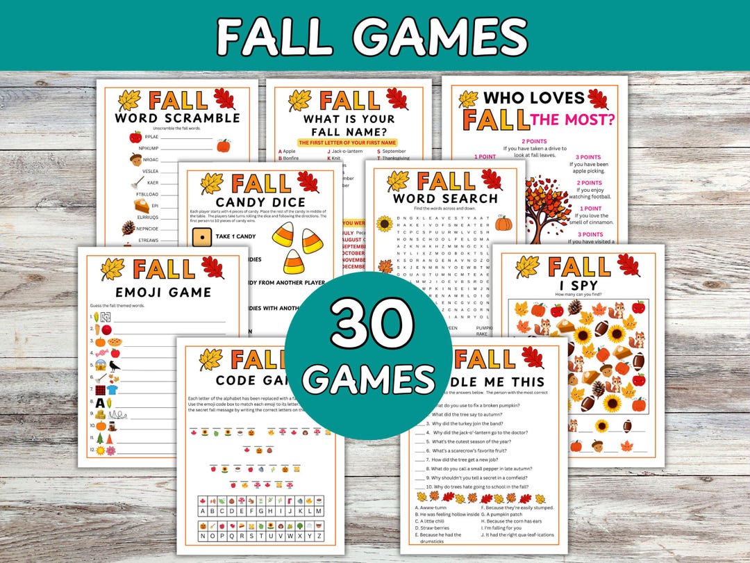 Fall Games Bundle: Fun Autumn Activities for Kids and Families - Etsy