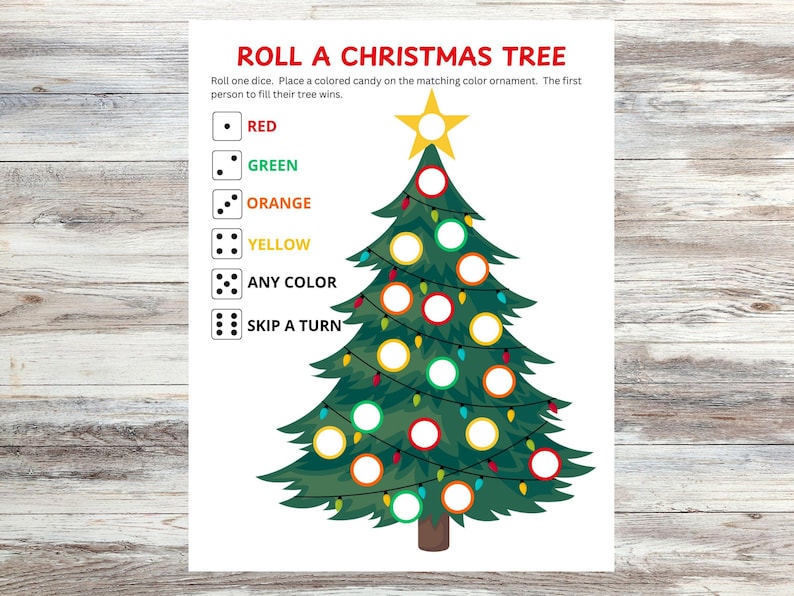 Roll A Christmas Tree Game: Printable Holiday Activity (PDF) - Etsy