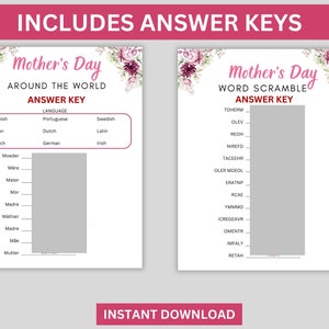Mother's Day Game Bundle, Printable Mother's Day Games, Mother's Day ...
