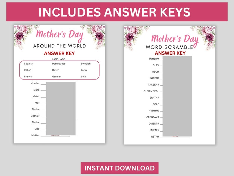 Mother's Day Game Bundle, Printable Mother's Day Games, Mother's Day ...
