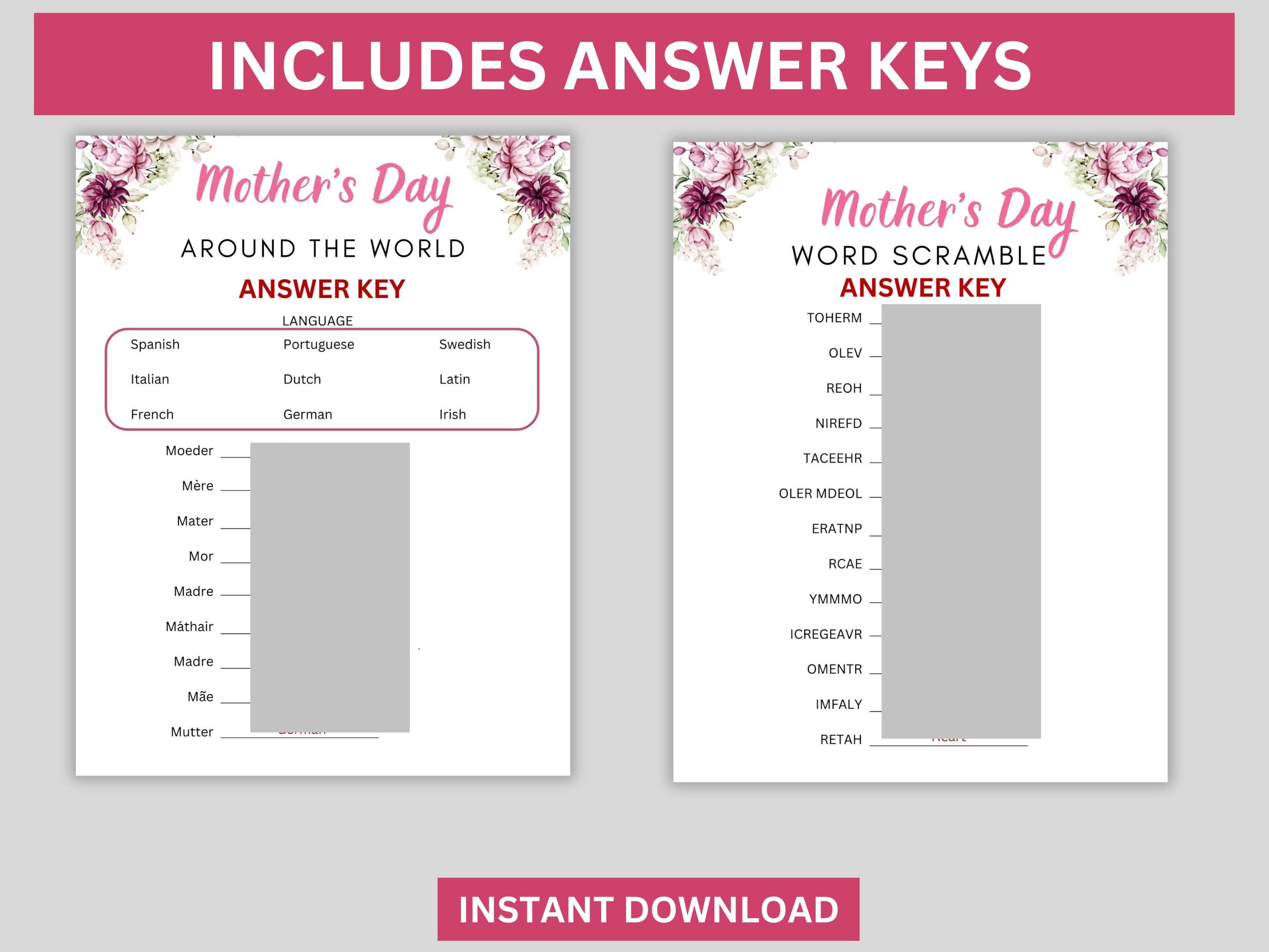 Mother's Day Game Bundle, Printable Mother's Day Games, Mother's Day ...