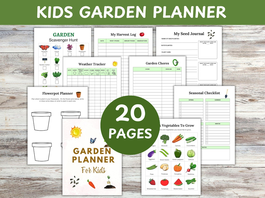Kids Garden Planner: Printable Garden Journal, Spring Activities (PDF ...