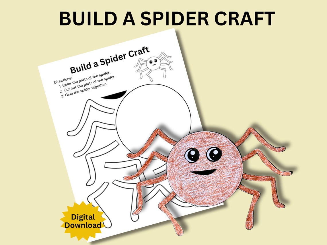 Halloween Spider Craft: Printable Spider Activity for Kids (digital ...