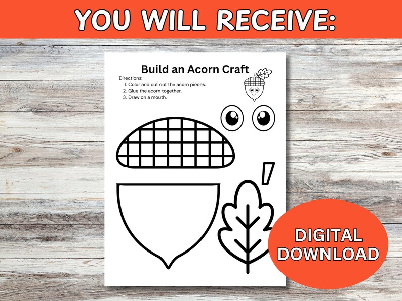 Build an Acorn Craft: Printable Fall Kids Activity (PDF Download - Etsy