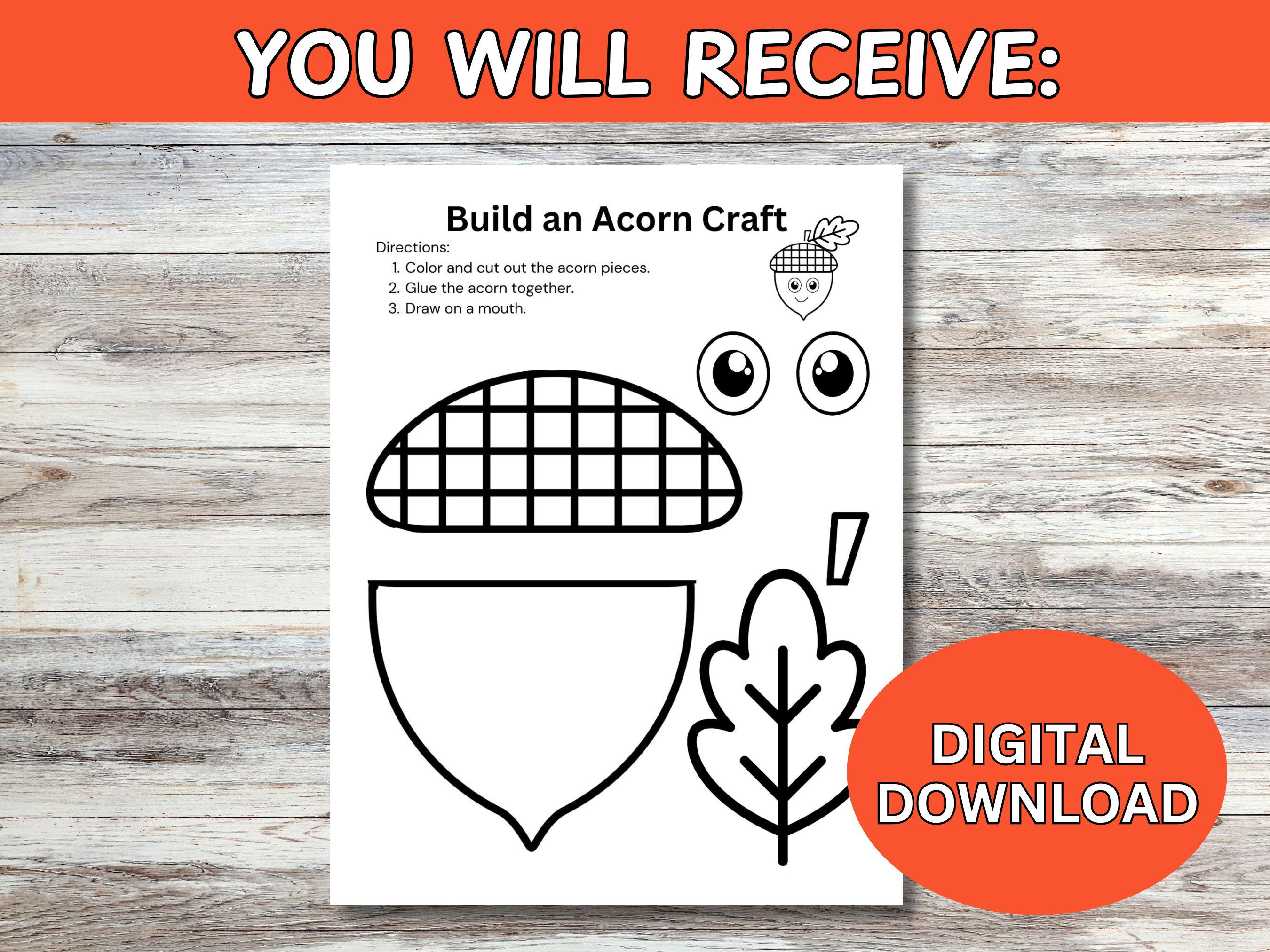 Build an Acorn Craft: Printable Fall Kids Activity (PDF Download - Etsy UK