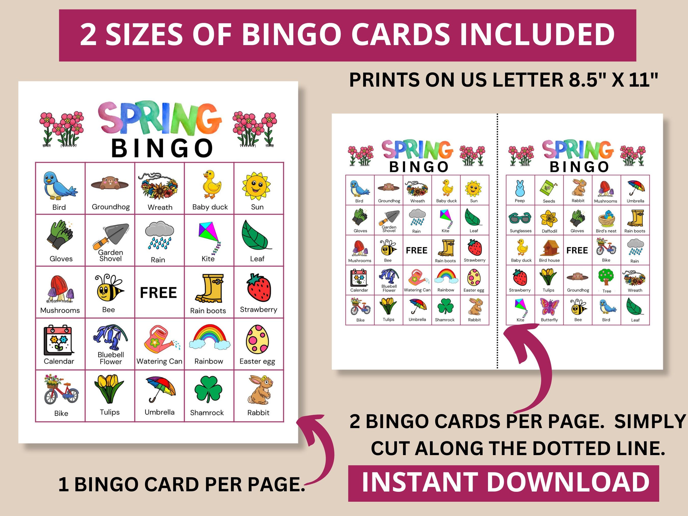 Spring Bingo Game Printable Springtime Bingo, Easter Bingo, 30 Spring ...