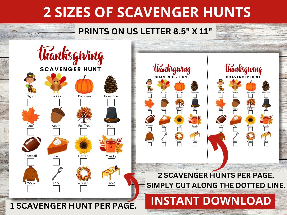 Thanksgiving Scavenger Hunt Printable, Thanksgiving Game, Picture Cards ...