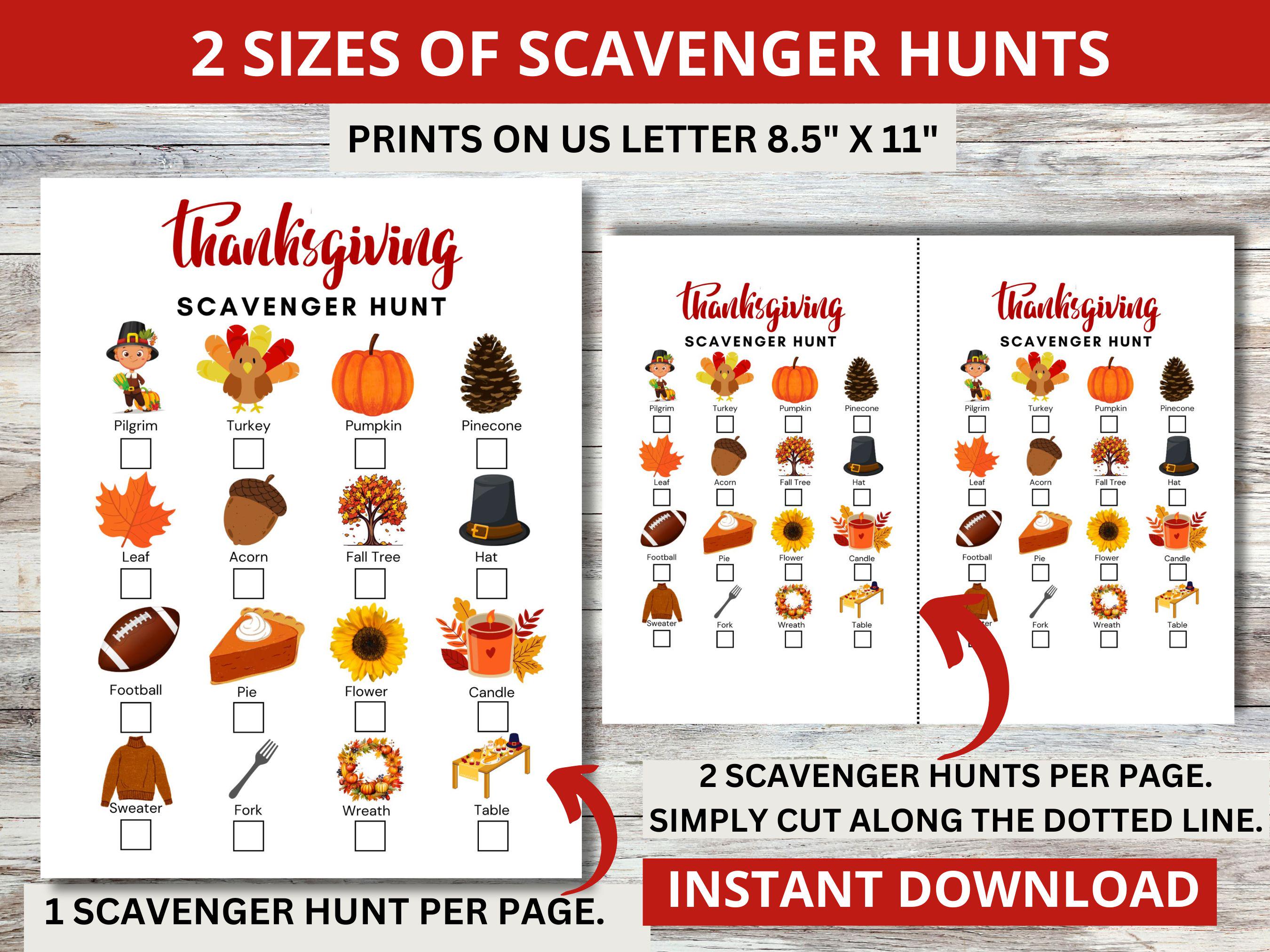 Thanksgiving Scavenger Hunt Printable, Thanksgiving Game, Picture Cards ...