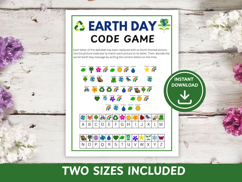 Earth Day Code Game Activity for Kids| Secret Message Puzzle ...