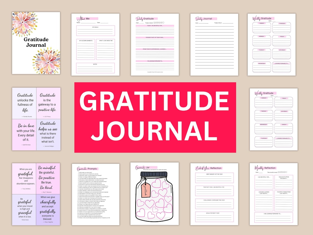 Printable Gratitude Journal Bundle: Daily Prompts, Reflection Pages ...