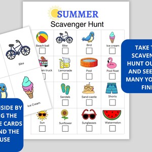 Summer Scavenger Hunt, Printable Summertime Scavenger Hunt, Summer Game ...