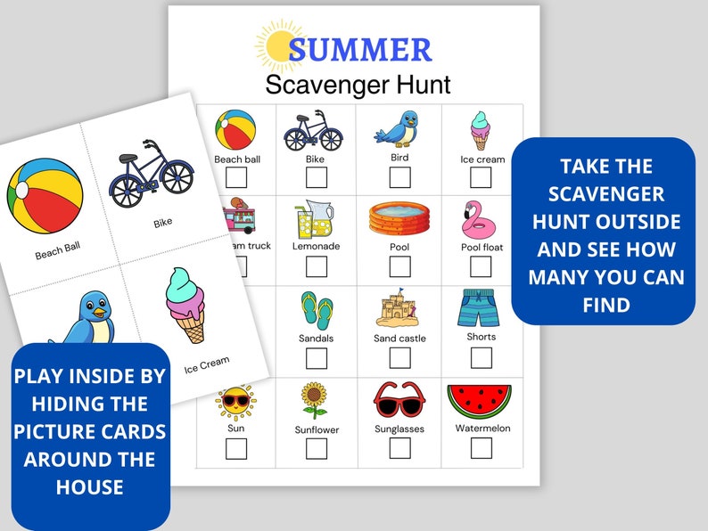 Summer Scavenger Hunt, Printable Summertime Scavenger Hunt, Summer Game ...