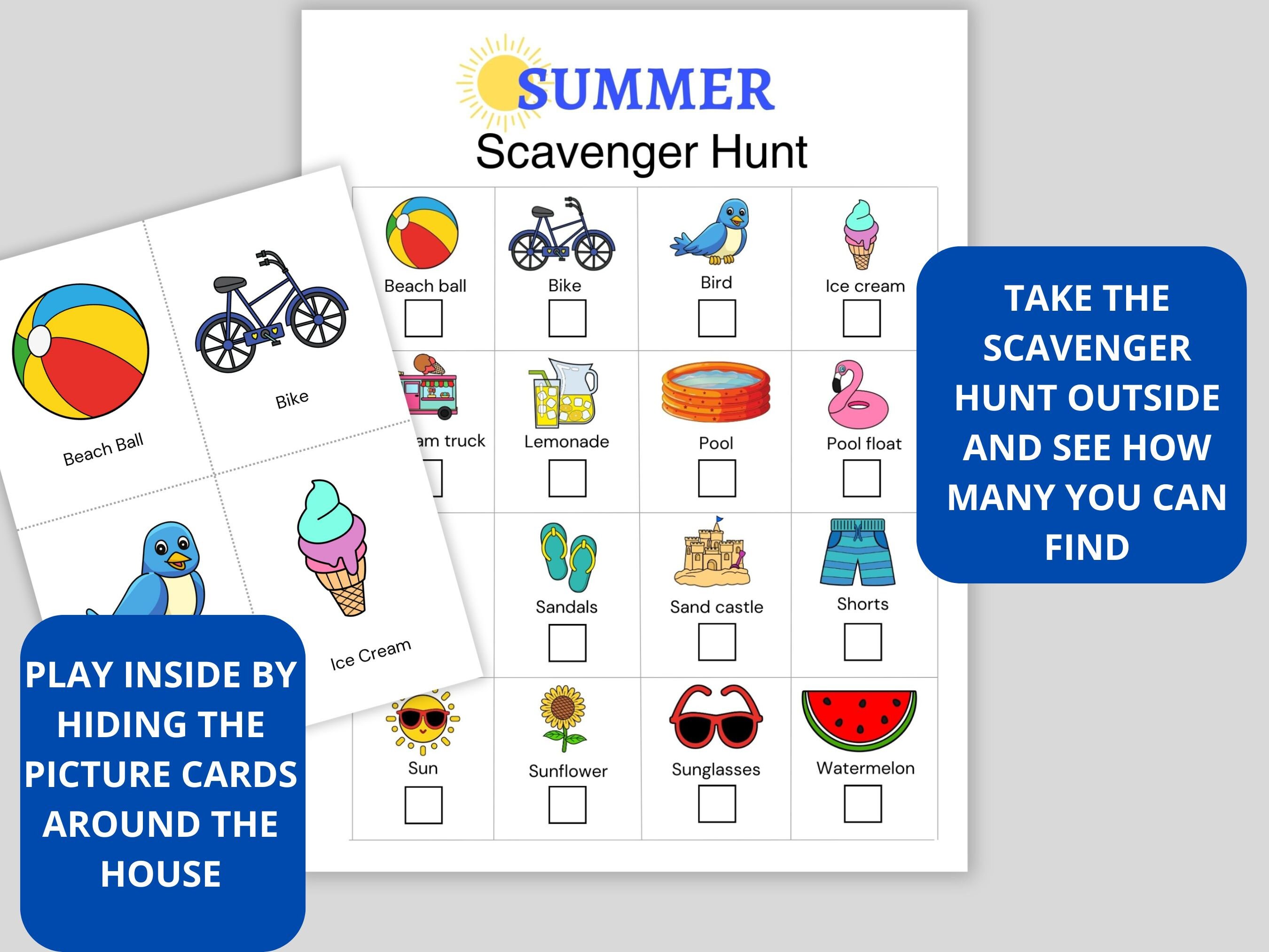 Summer Scavenger Hunt, Printable Summertime Scavenger Hunt, Summer Game ...