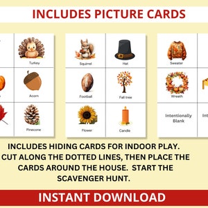 Thanksgiving Scavenger Hunt Printable Thanksgiving Game Picture Cards ...