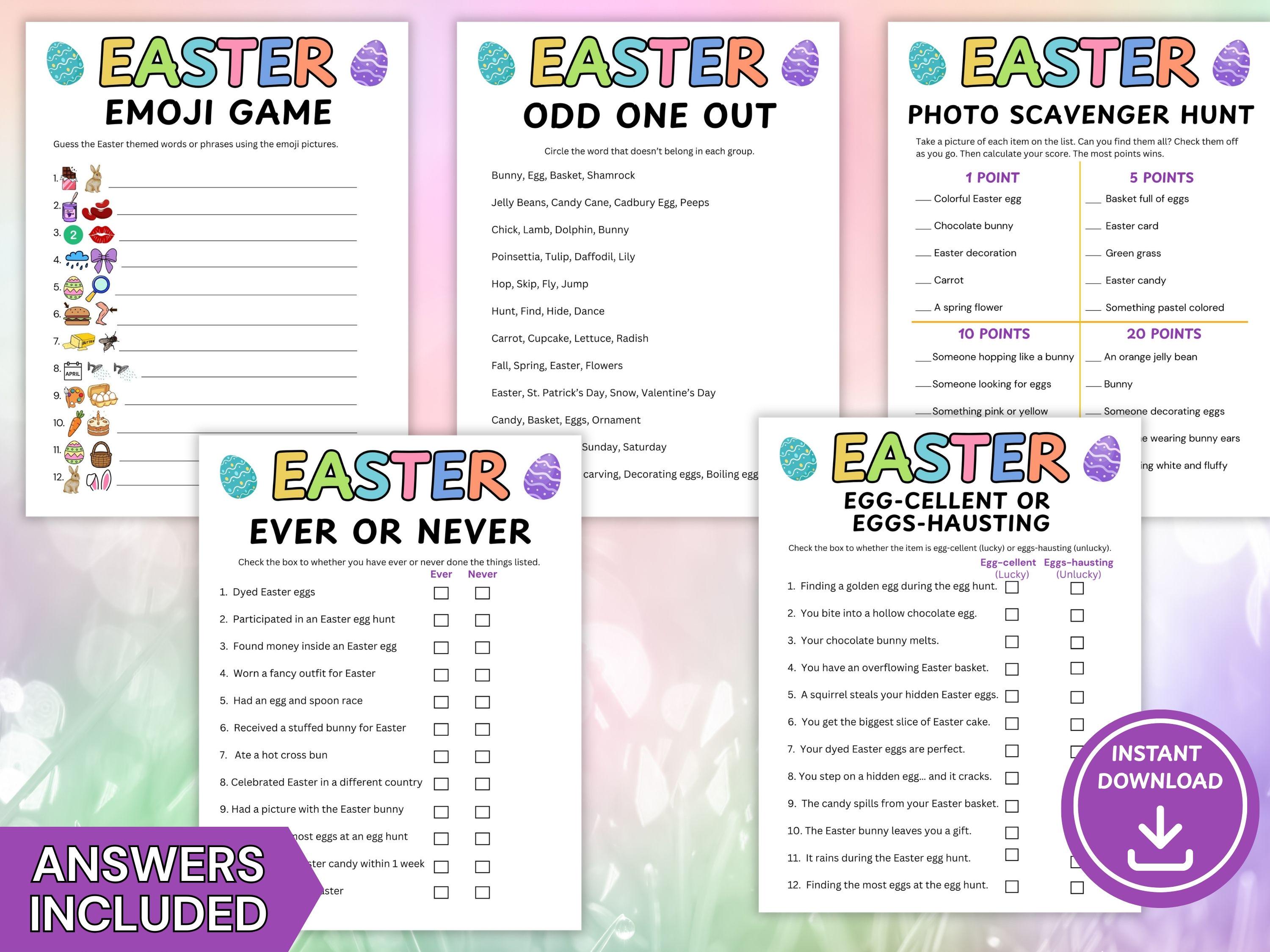 Easter Games Bundle for Kids, Adults, Families, Party Activities ...