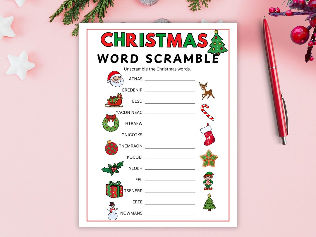 Christmas Word Scramble Printable Game, Fun Holiday Activity for Kids ...